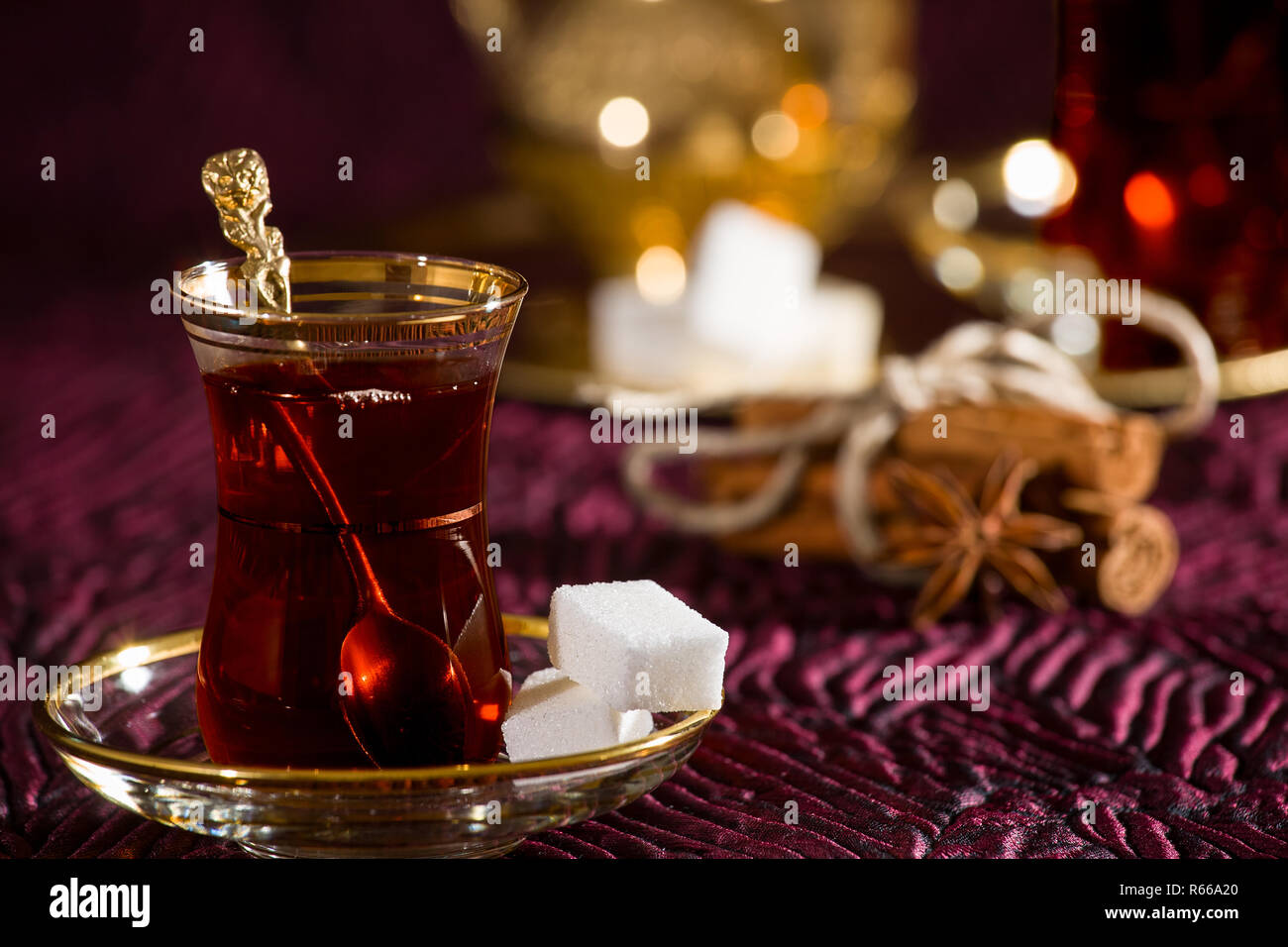 Turkish tea in traditional glass Stock Photo - Alamy