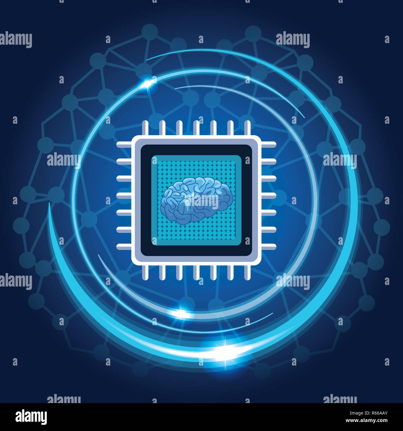 microchip with brain Stock Vector Image & Art - Alamy