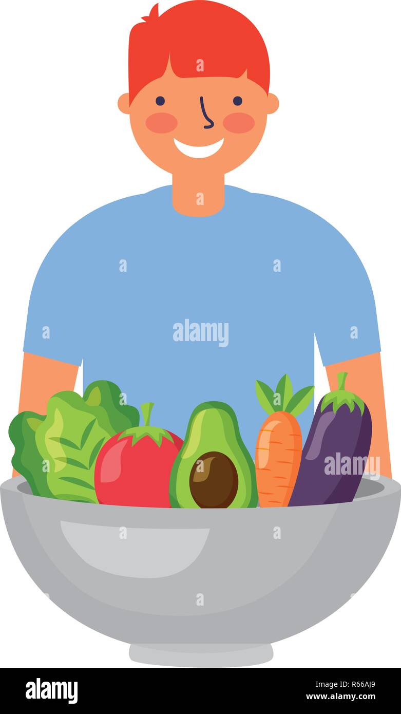 man with healthy food vegetables Stock Vector Image & Art - Alamy