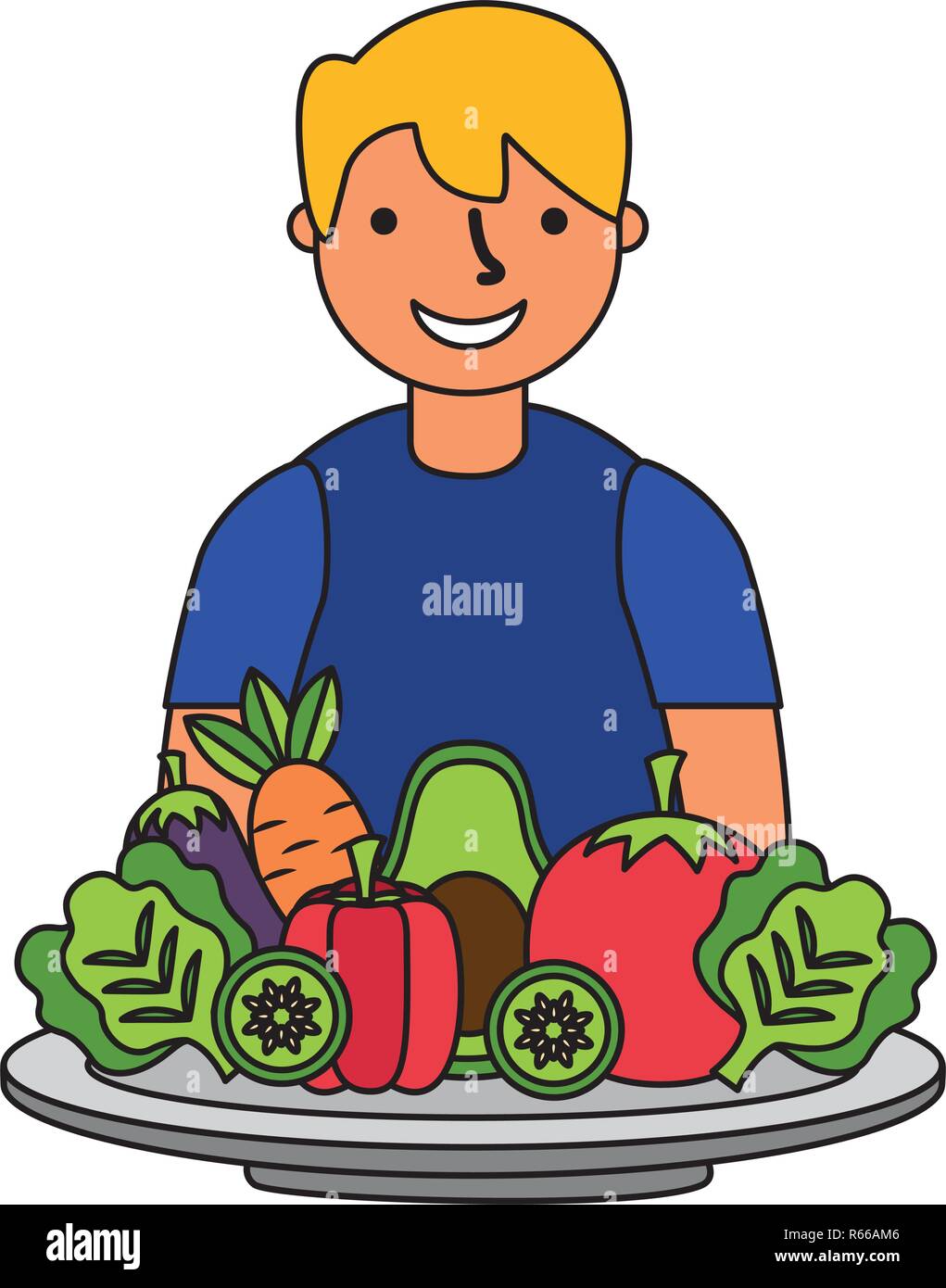 man with healthy food vegetables Stock Vector Image & Art - Alamy
