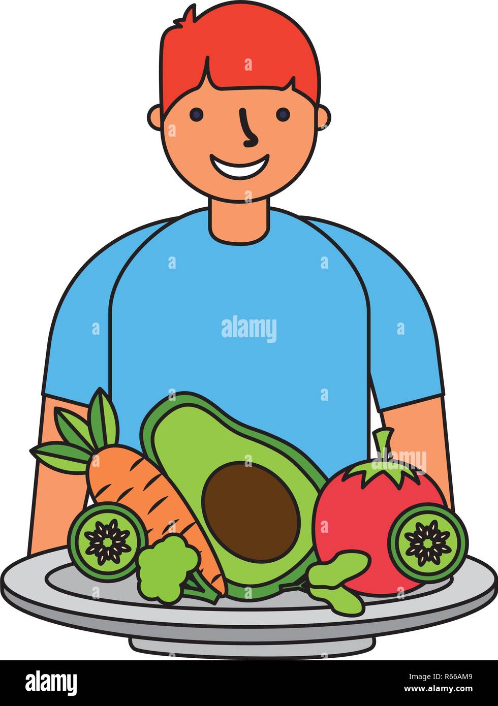 man with healthy food vegetables Stock Vector Image & Art - Alamy