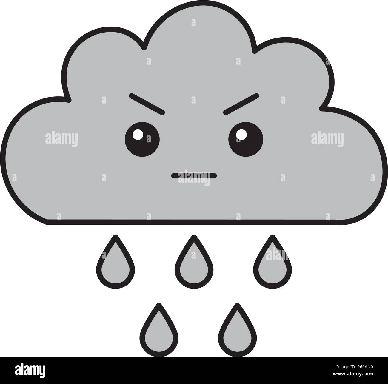 kawaii angry cloud rain cartoon Stock Vector Image & Art - Alamy