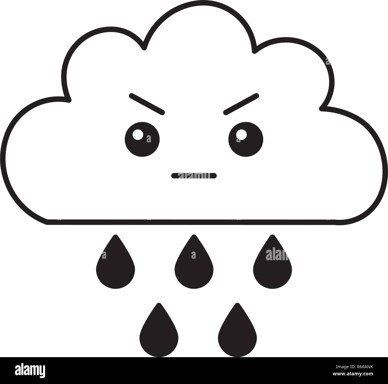 kawaii angry cloud rain cartoon Stock Vector Image & Art - Alamy