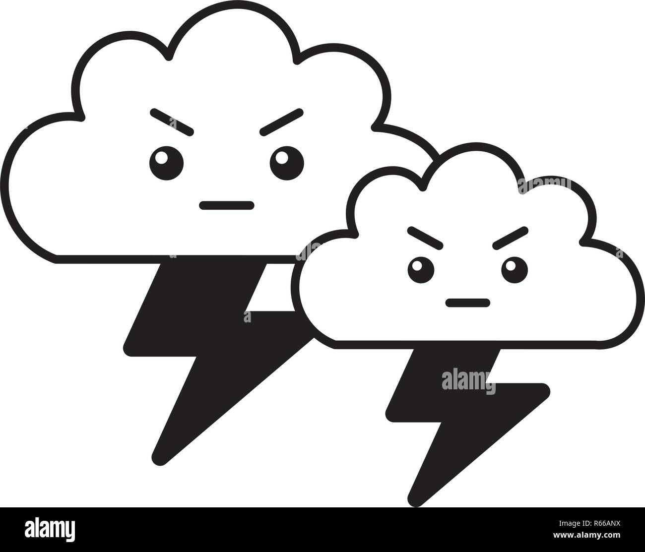 Vector illustration cartoon clouds thunder Stock Vector Images - Alamy
