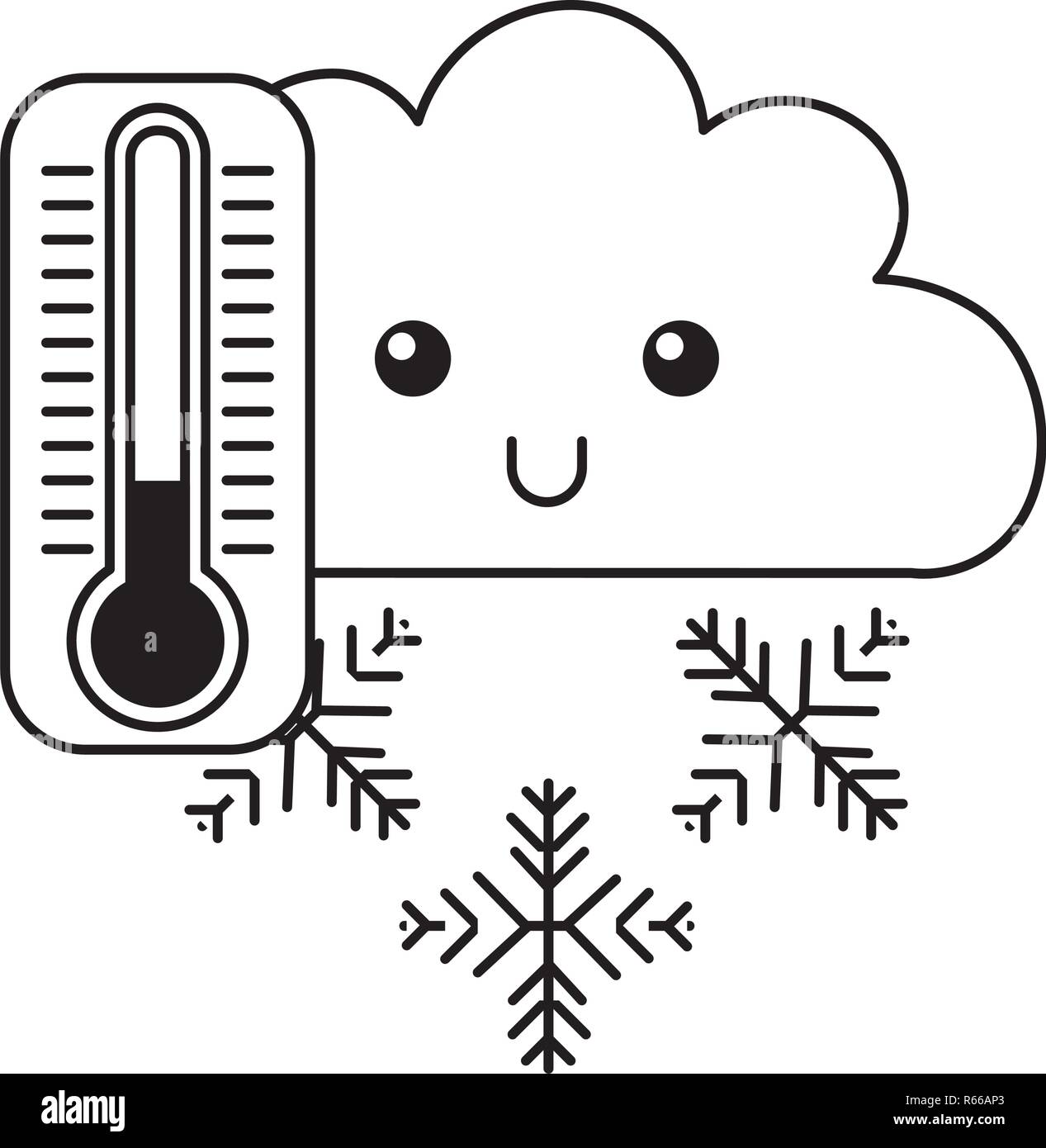 kawaii cloud winter thermometer cartoon Stock Vector Image & Art - Alamy