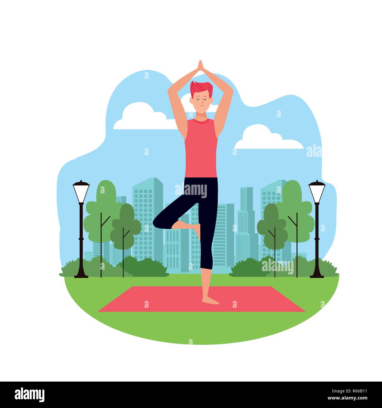 Man stretching indoors Stock Vector Images - Alamy