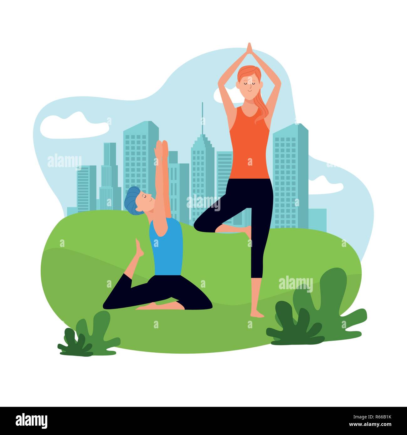 Couple Meditating Stock Vector Images Alamy