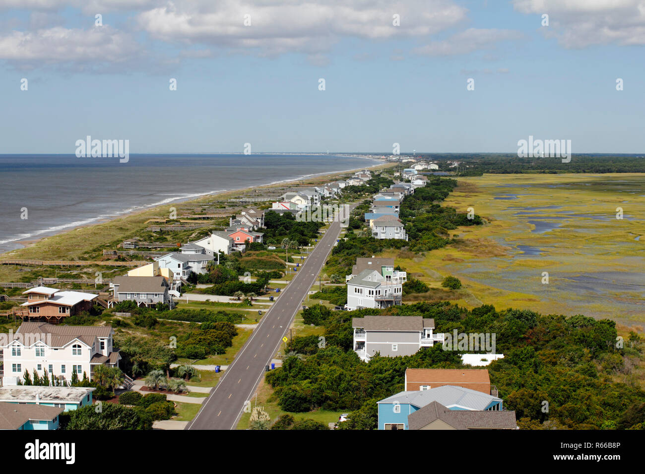 View of Oak Island, NC from a Lighthouse Stock Photo - Alamy