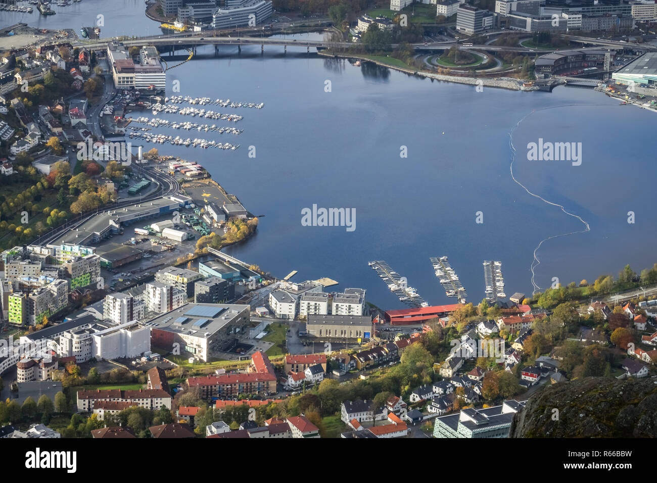 Aerial view of Bergen town and bay Stock Photo - Alamy