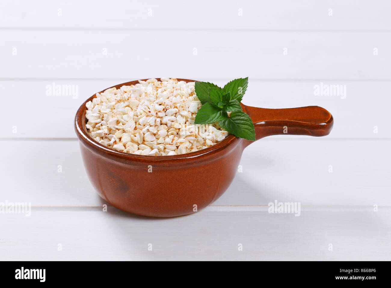 saucepan of puffed buckwheat Stock Photo - Alamy