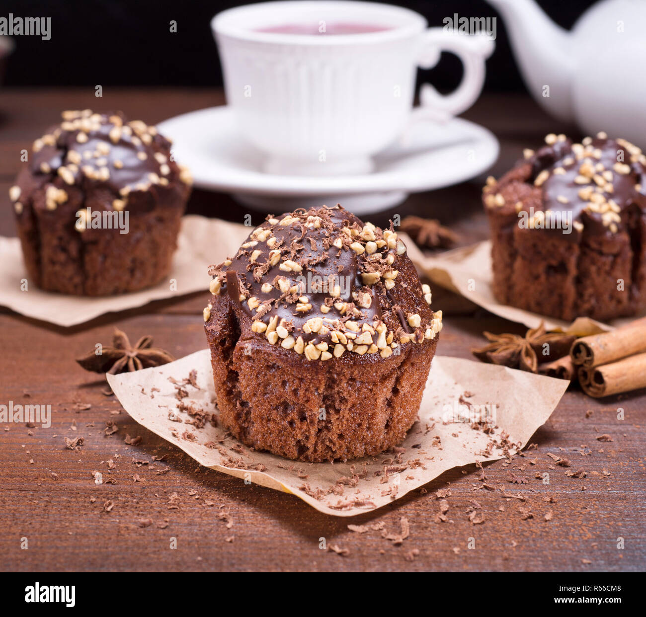 chocolate cupcakes with walnut Stock Photo - Alamy