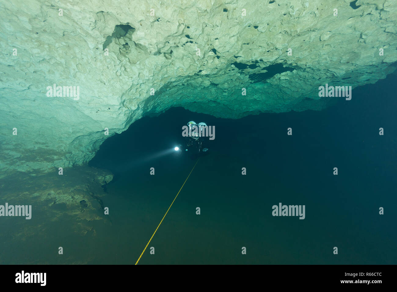 divers underwater caves diving Florida United States of America Stock ...