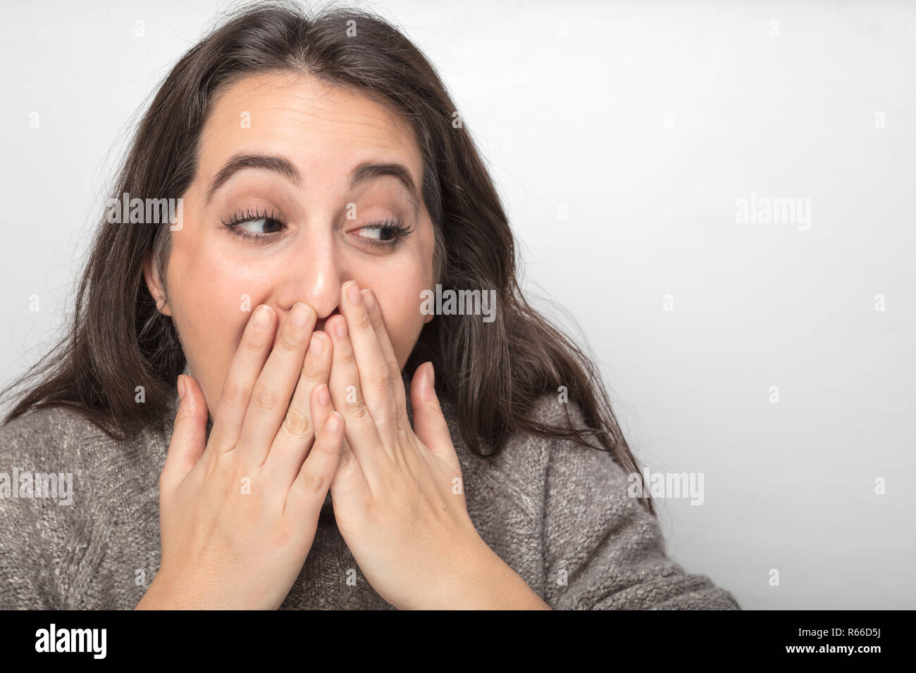 portraits of a beautiful woman series, reacting Stock Photo - Alamy