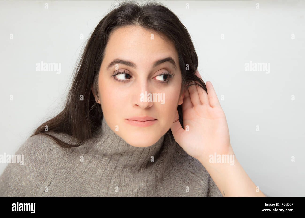 Portraits of a beautiful woman series, listening Stock Photo - Alamy