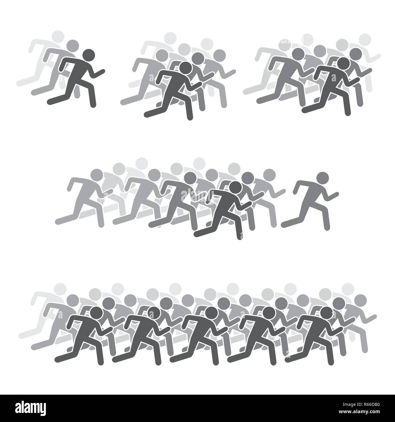 Man crowd running figures on white background for graphic and web ...