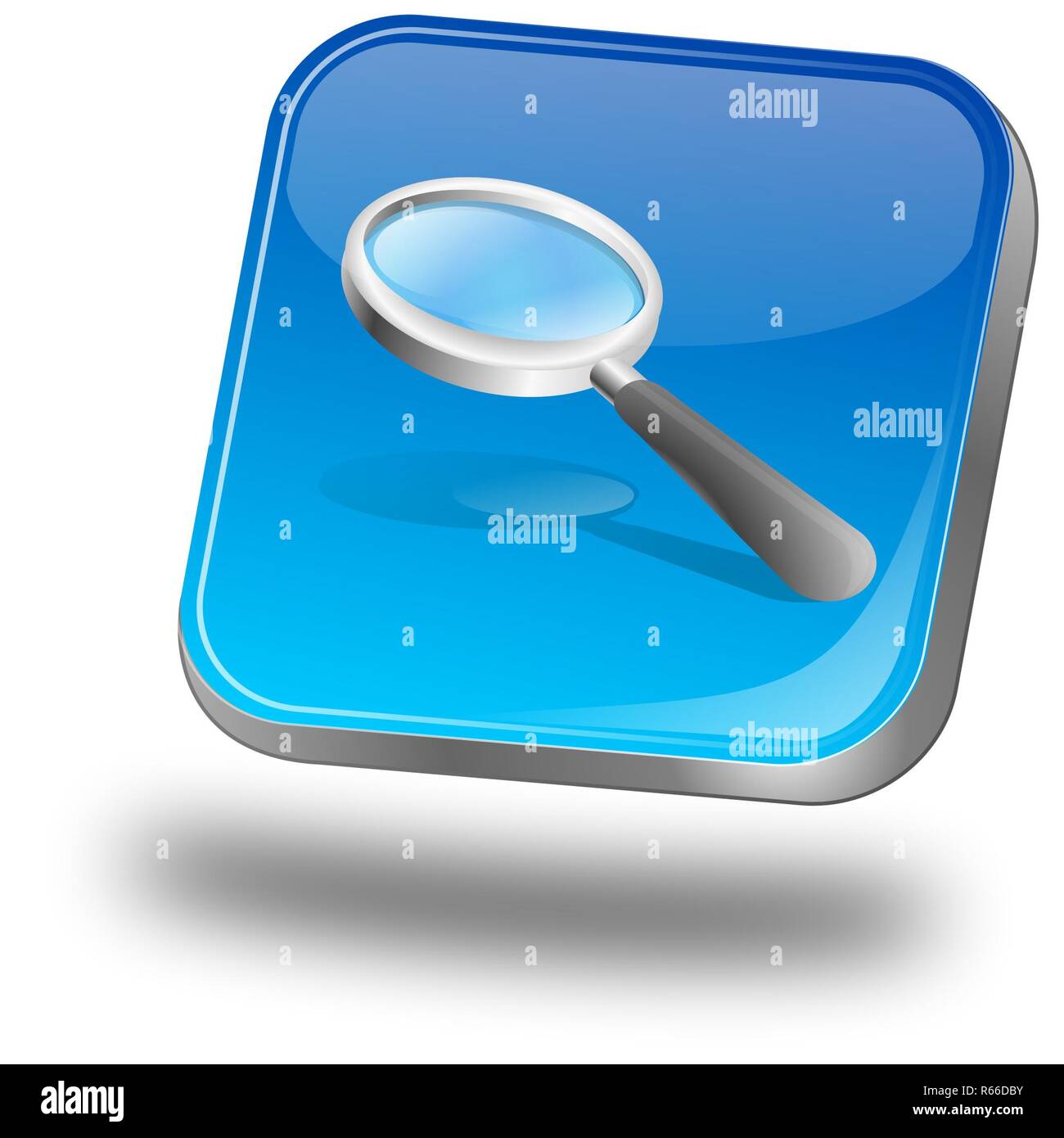blue magnifying glass button - 3D illustration Stock Photo - Alamy