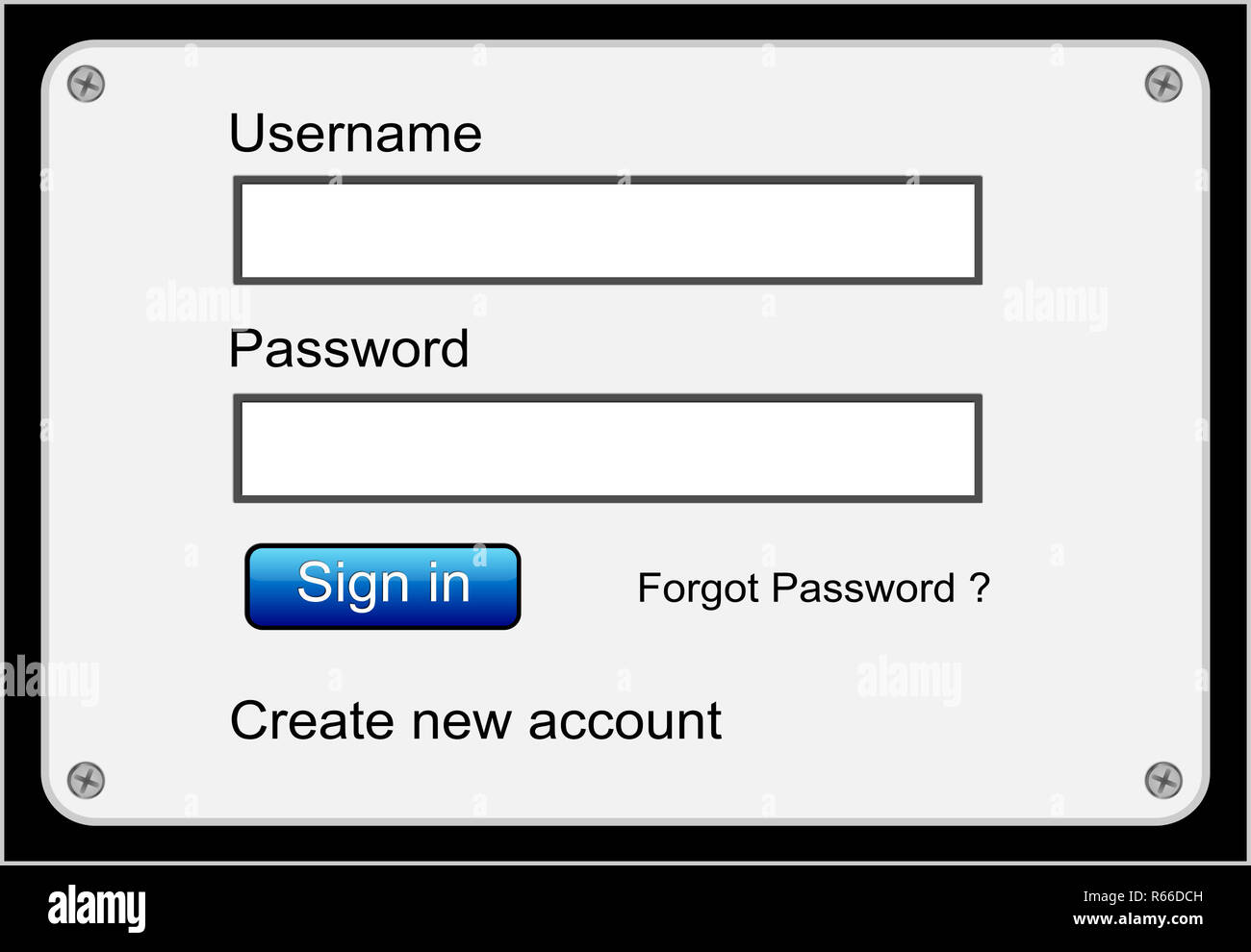 gray Login web Screen - 3D illustration Stock Photo - Alamy