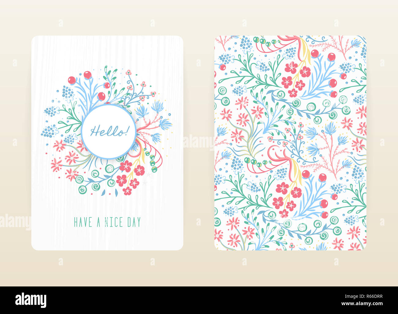 Cover design with floral pattern. Hand drawn creative flowers. Colorful ...