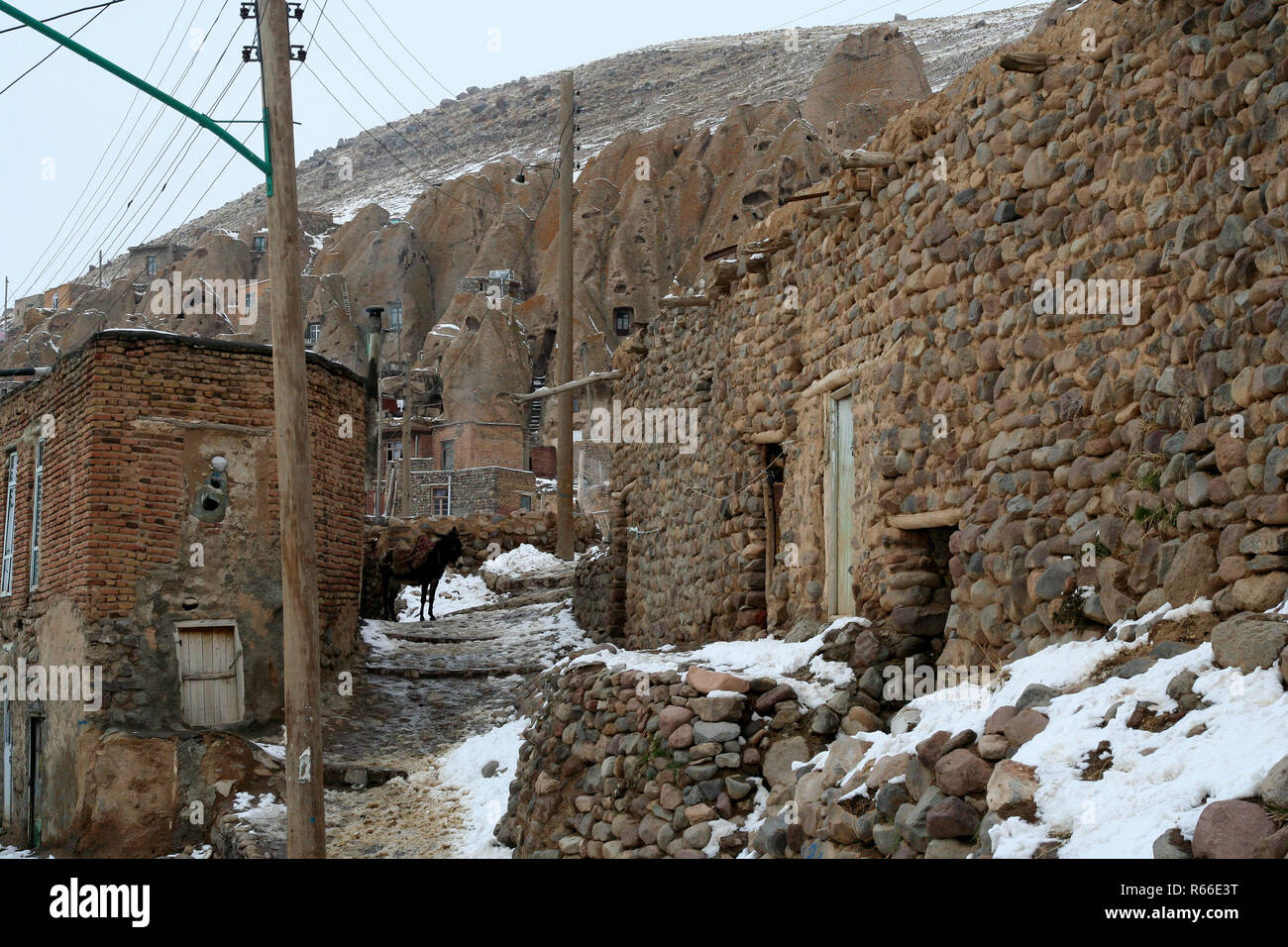 Traditional homes in an old village of Kandovan in the northern Iran ...