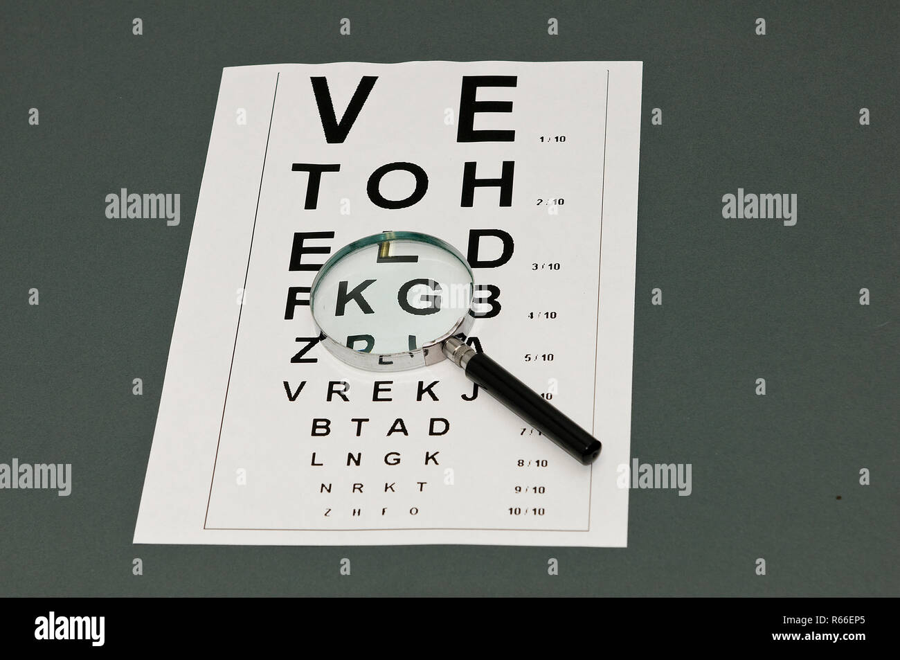 a pair of glasses on a Distance Vision Test sheet Stock Photo - Alamy
