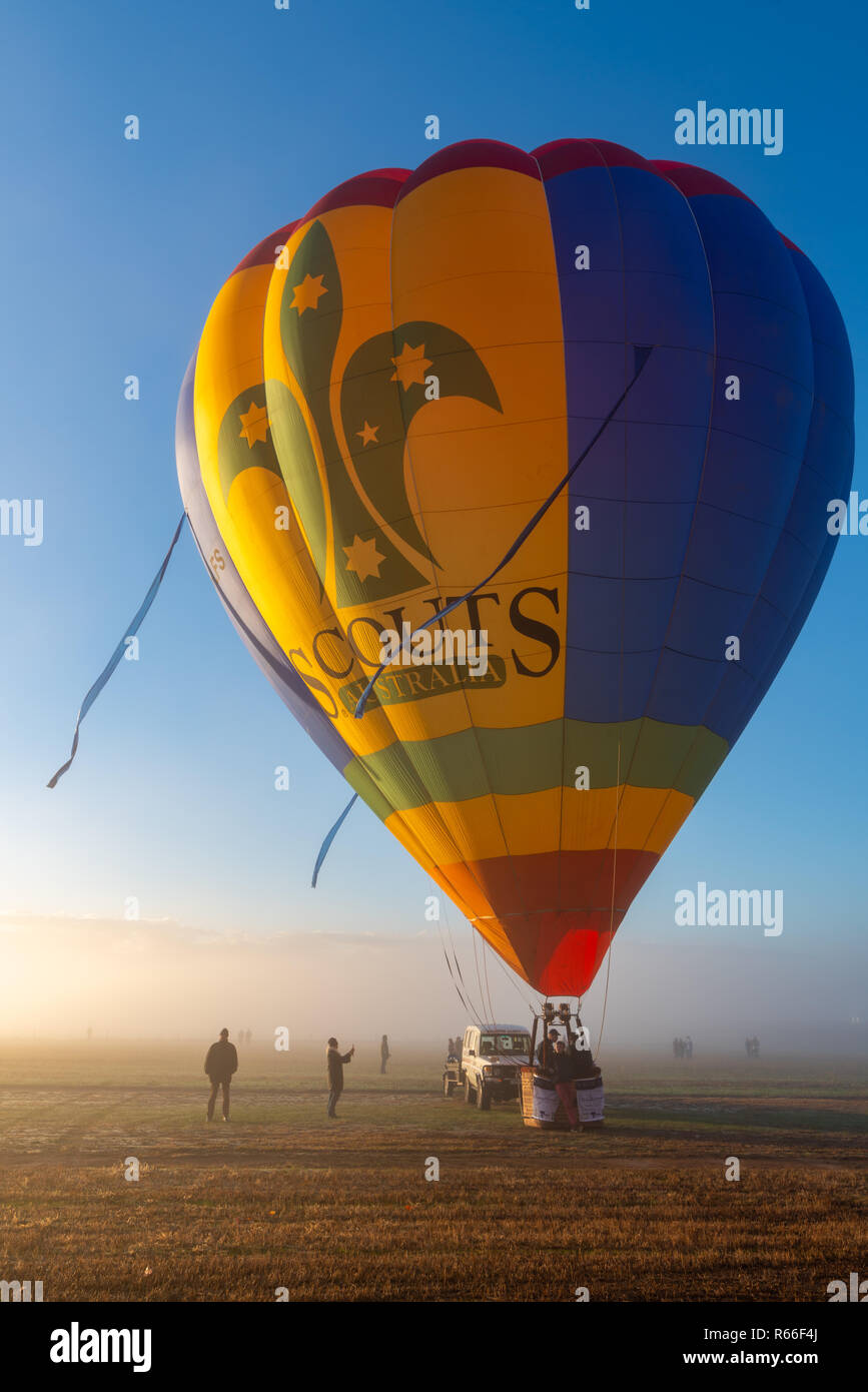 Inflated balloons at King valley hot air balloon festival in Victoria ...