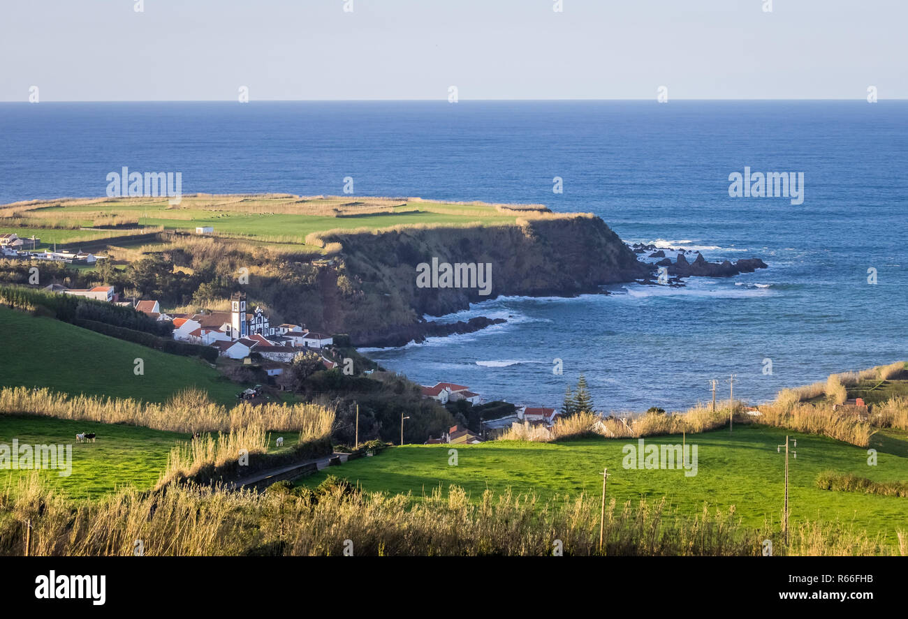 Small settlement on the Azorean Coast Stock Photo - Alamy
