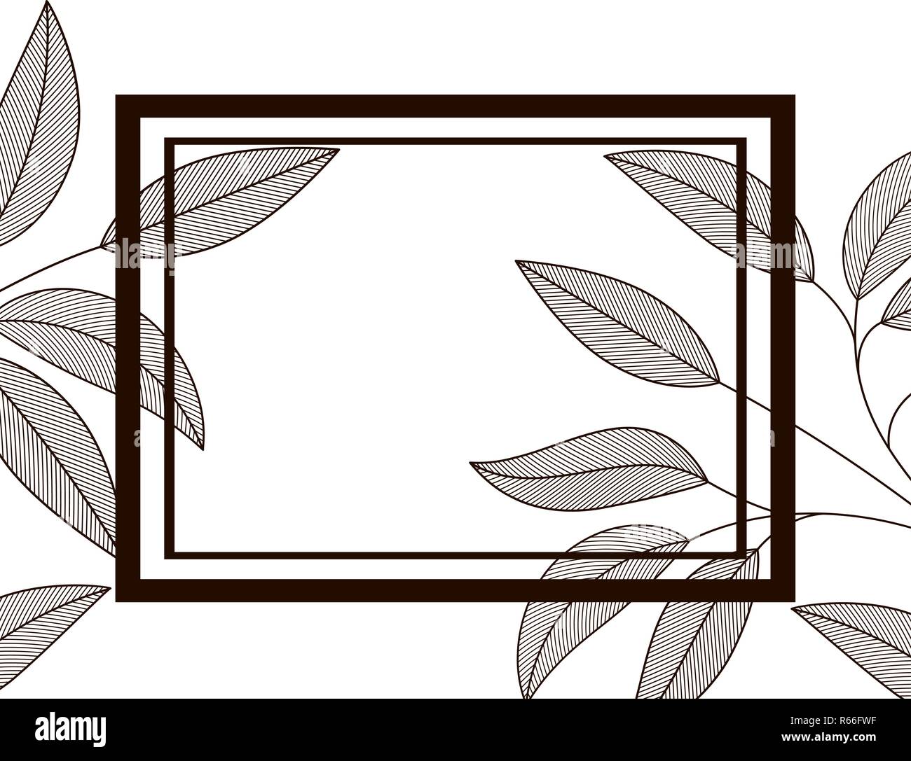 leaves and rectangle isolated icon Stock Vector Image & Art - Alamy