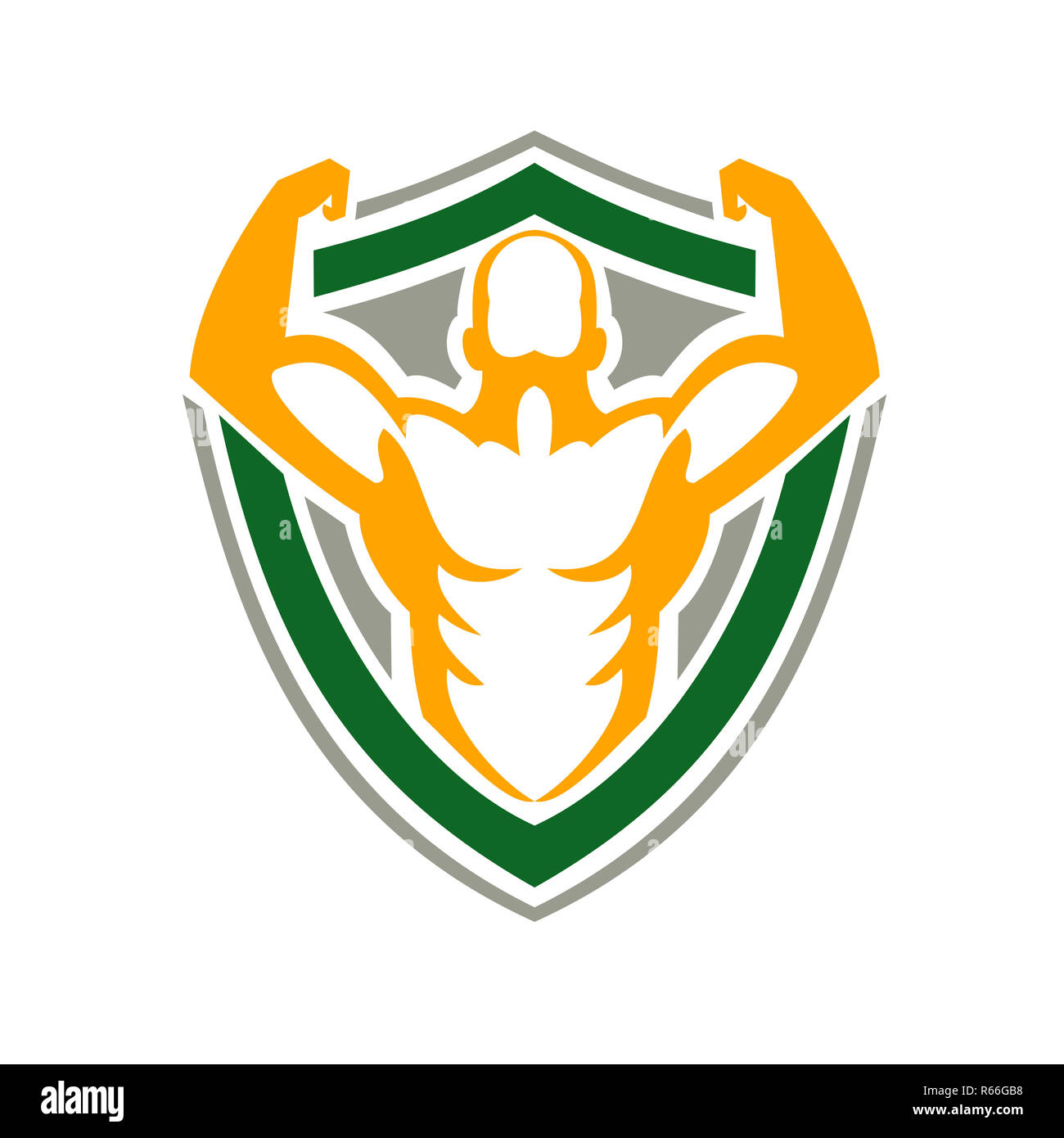 Strongman Flexing Muscles Crest Icon Stock Photo - Alamy