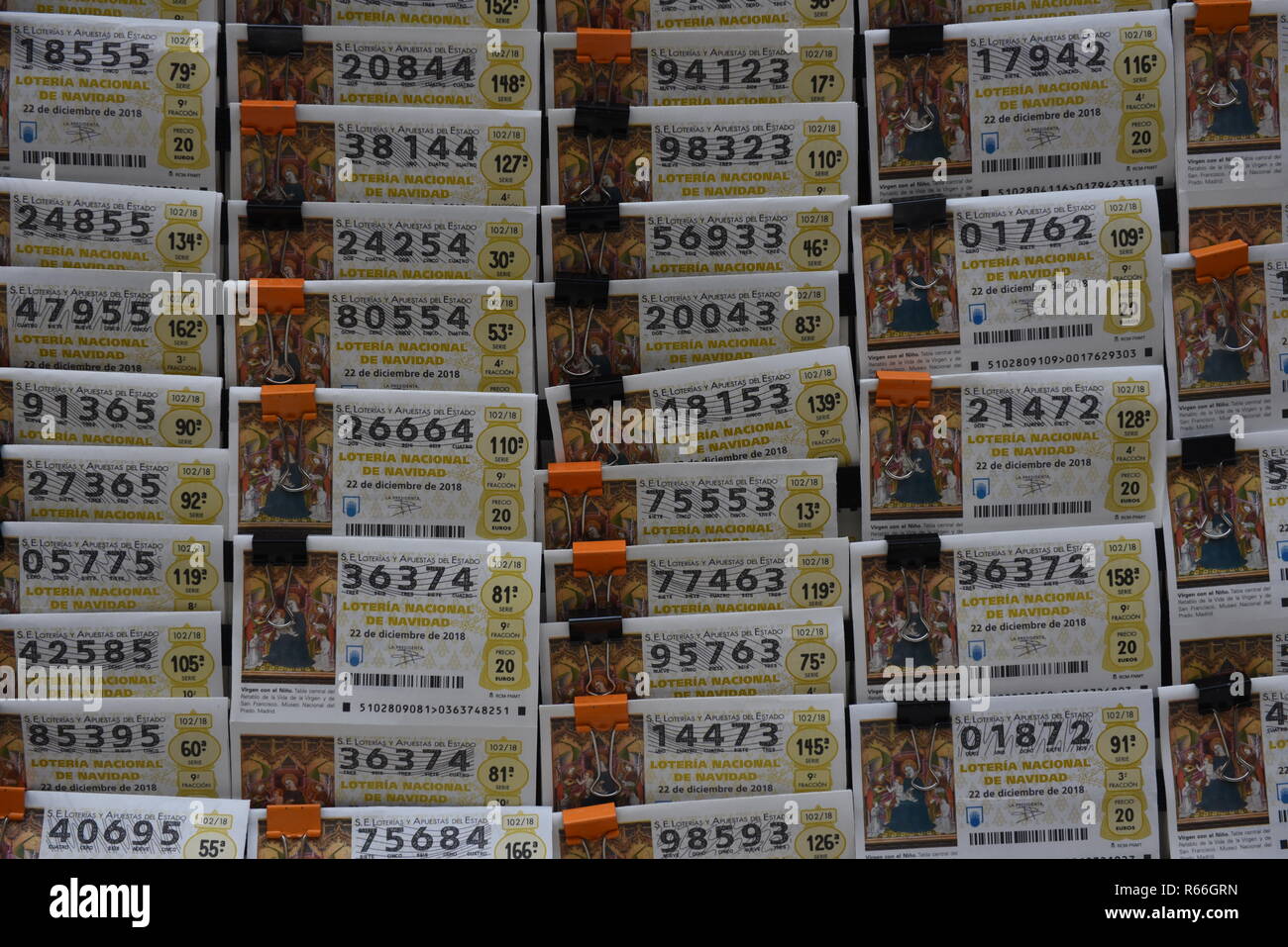 Spanish Christmas 'El Gordo' lottery tickets seen in Madrid Stock Photo ...