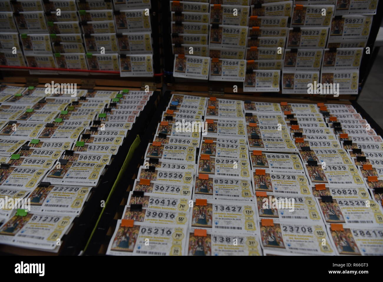 Spanish Christmas 'El Gordo' lottery tickets seen in Madrid Stock Photo ...
