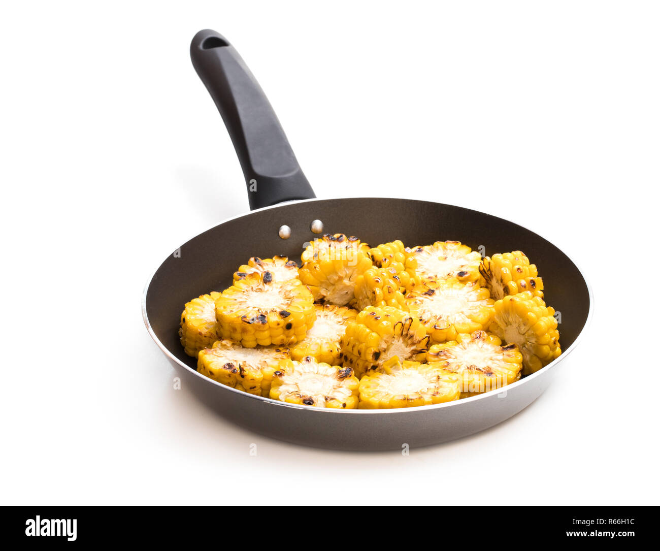 Delicious grilled corn on frying pan isolated on white Stock Photo - Alamy