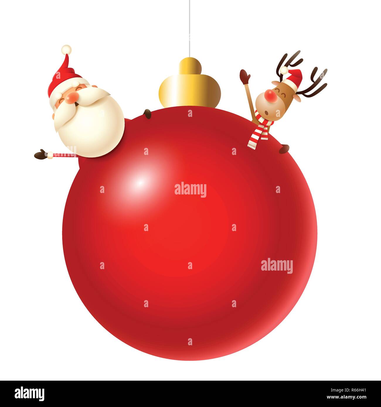 Christmas ball red santa Stock Vector Images - Alamy
