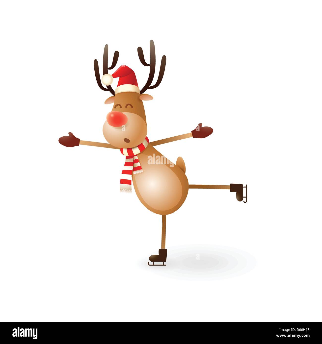 Cute Reindeer on slides isolated on white background Stock Vector Image ...