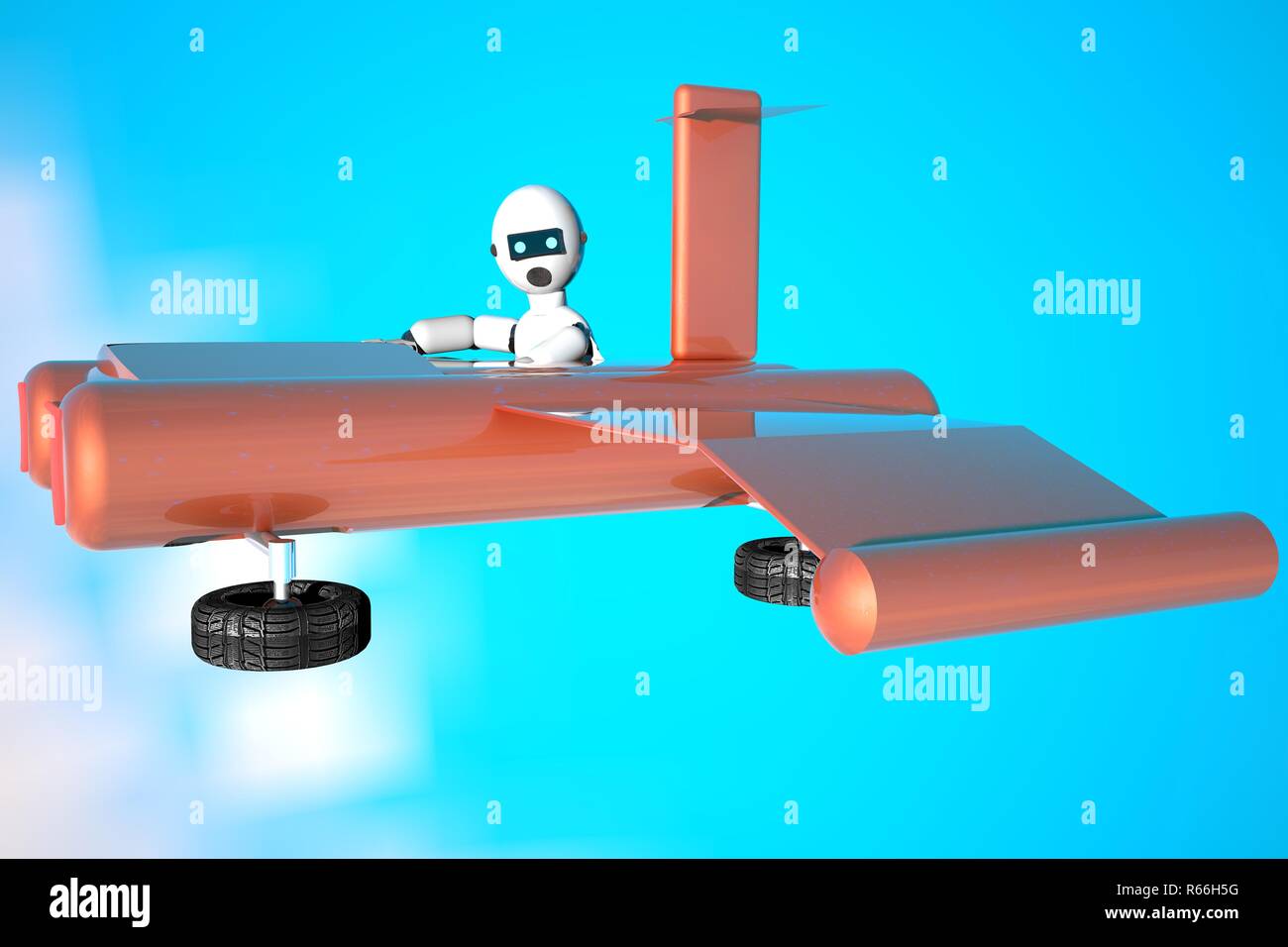 Robot on board of flying car Stock Photo - Alamy