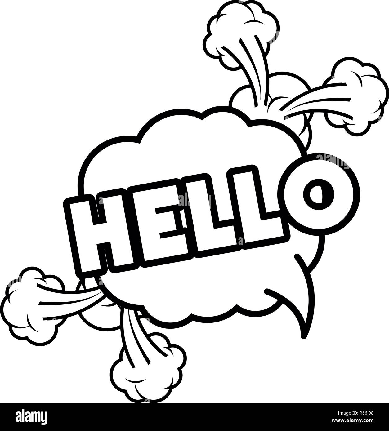 hello comic words in speech bubble isolated icon Stock Vector Image ...