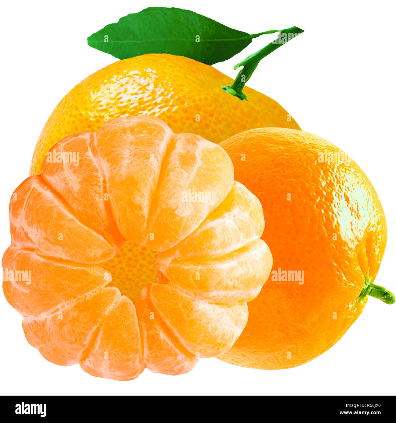 Three fresh whole mandarin isolated on white Stock Photo - Alamy
