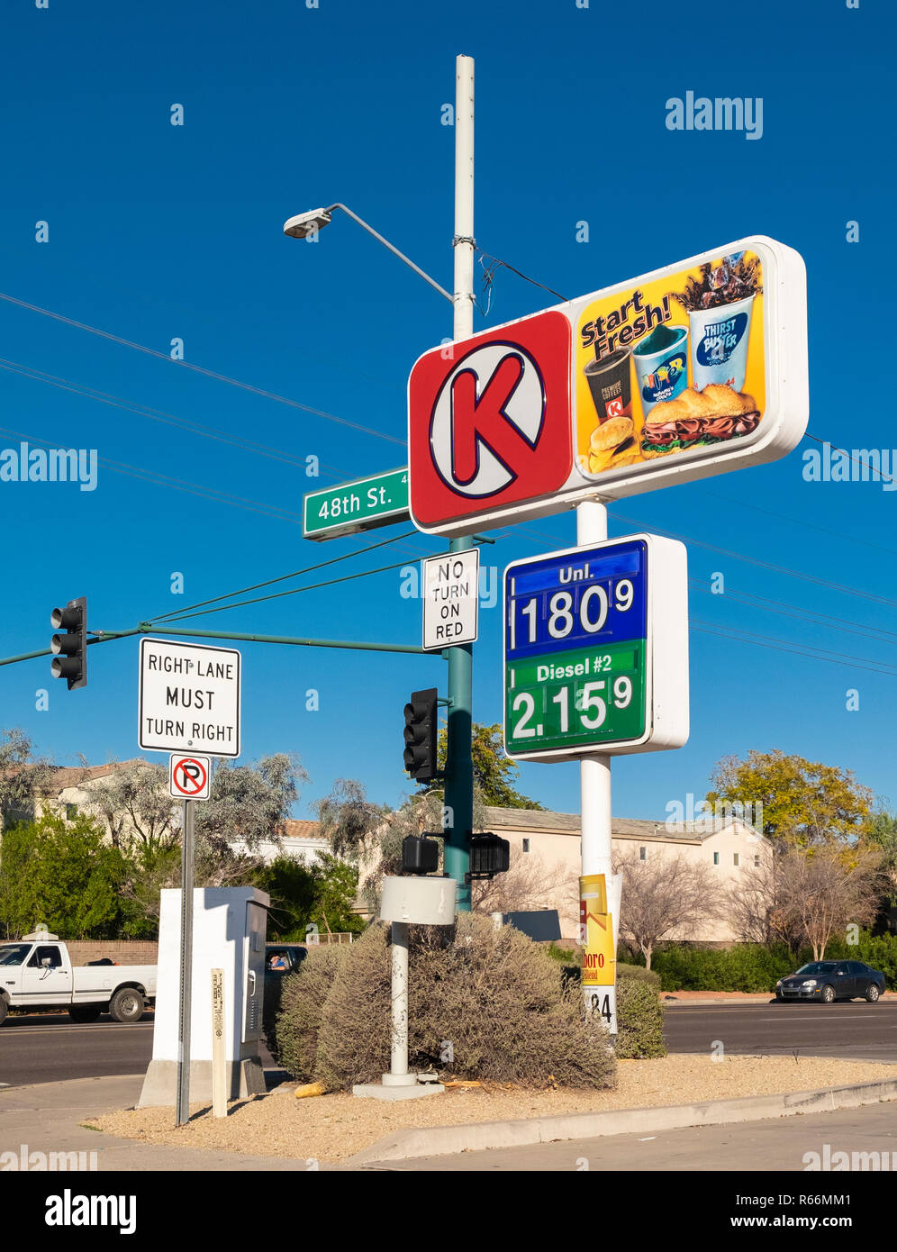 Circle K fuel prices on raised sign, Phoenix, Arizona, USA Stock Photo ...