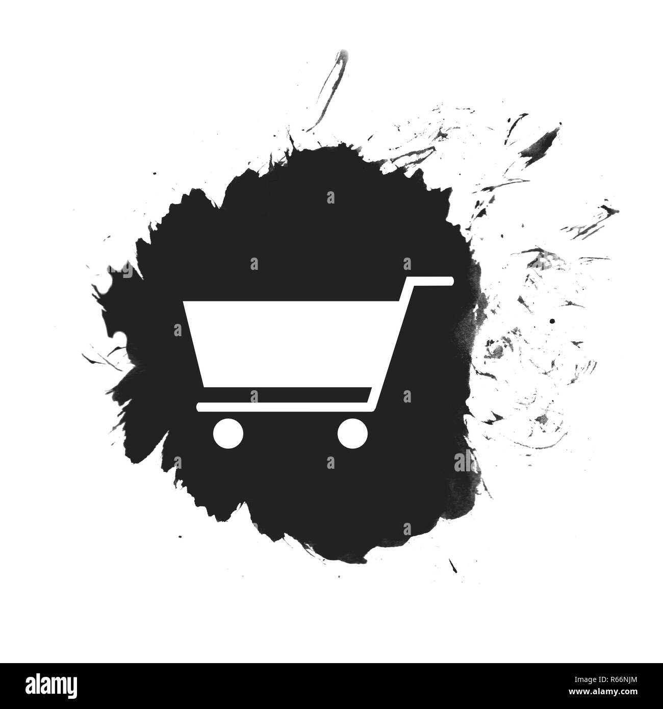 black paint stain with shop symbol Stock Photo - Alamy
