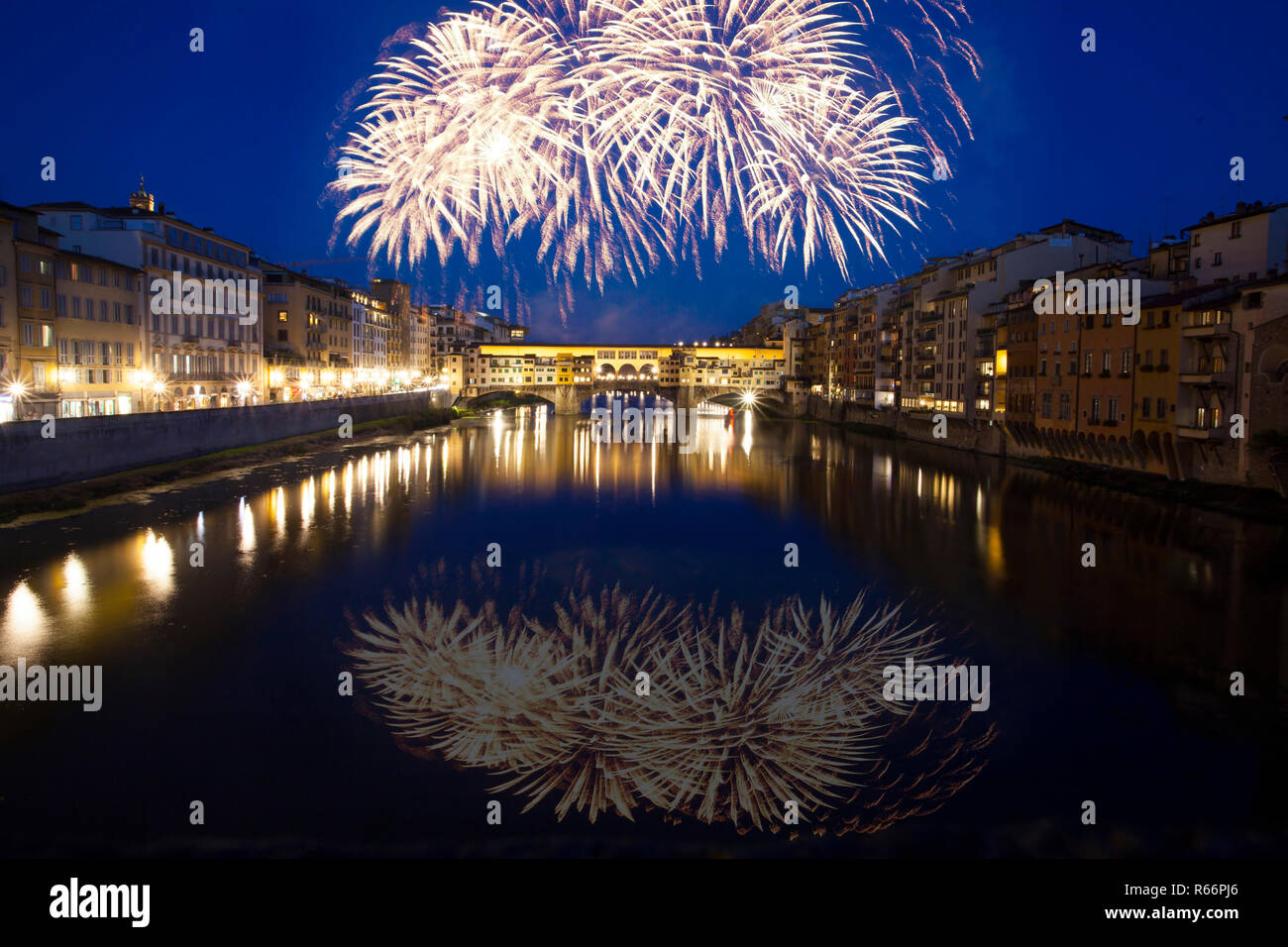Florence with fireworks - Celebrating New Year in the city Stock Photo ...