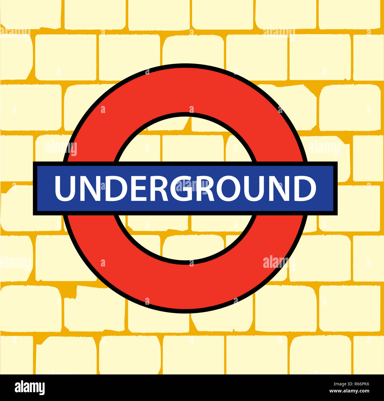 Pale Brick Wall With Underground Sign Stock Photo - Alamy