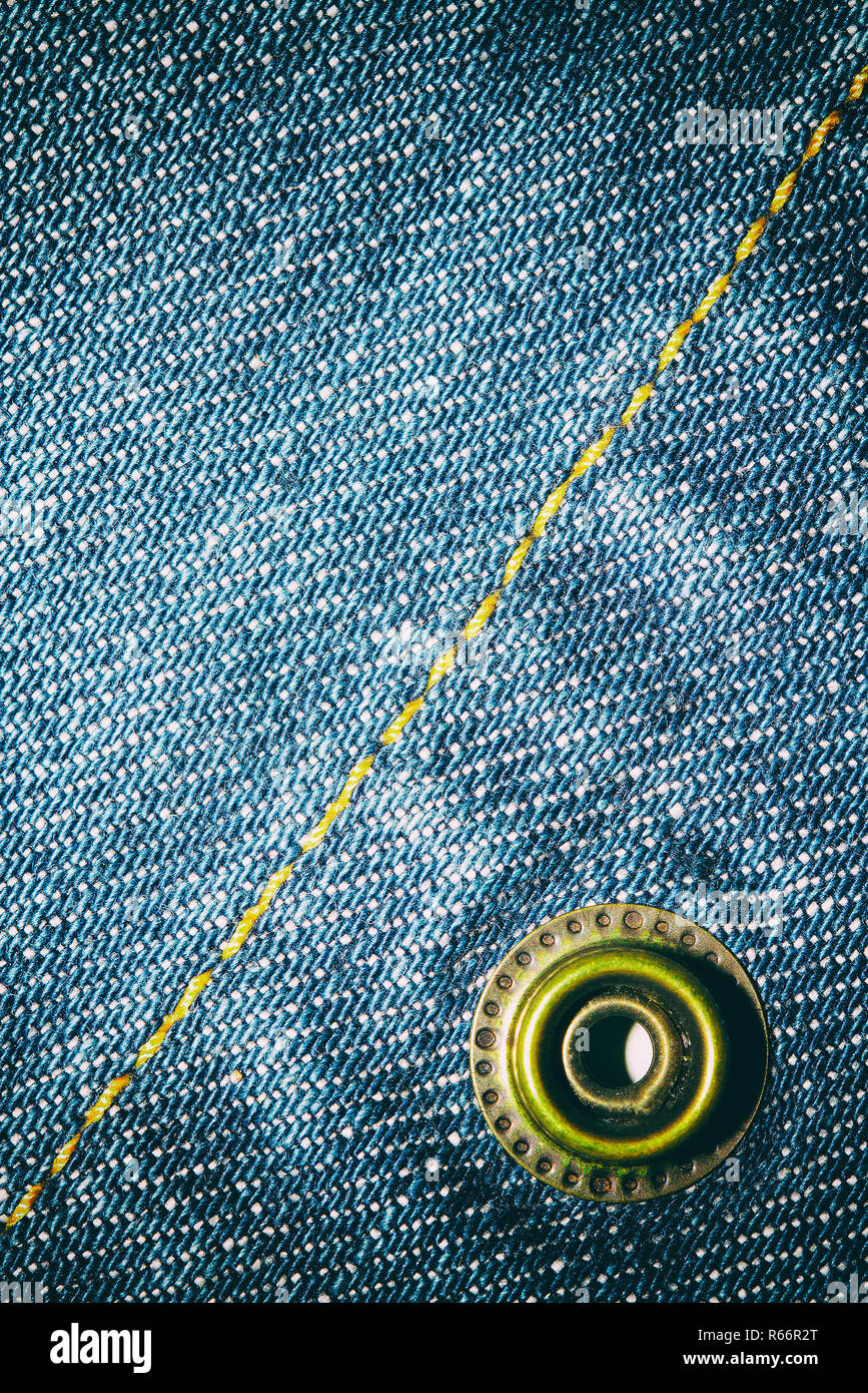 Blue jeans texture background and button and seam Stock Photo - Alamy