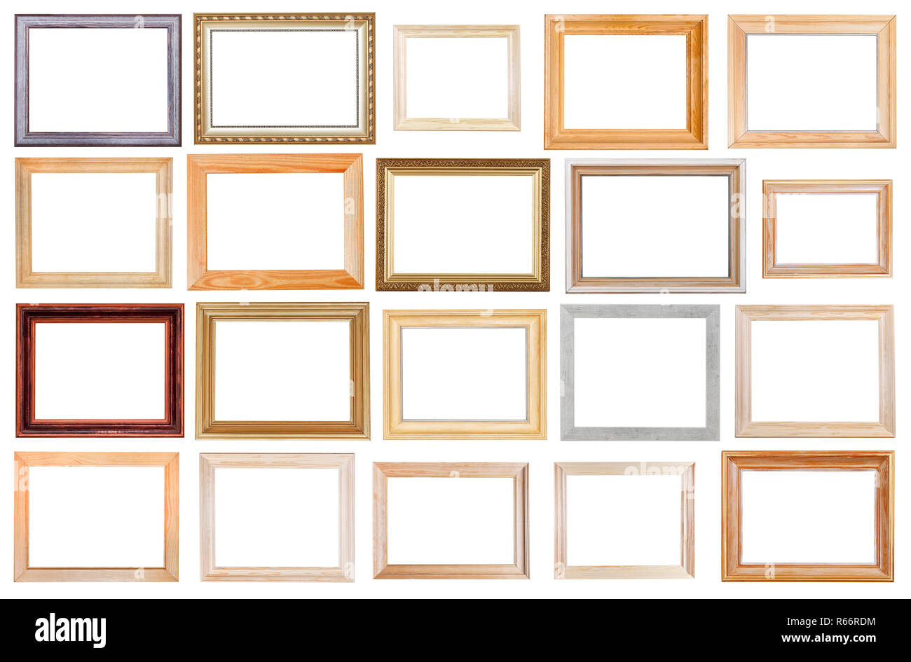 set of wide wooden picture frames isolated Stock Photo - Alamy