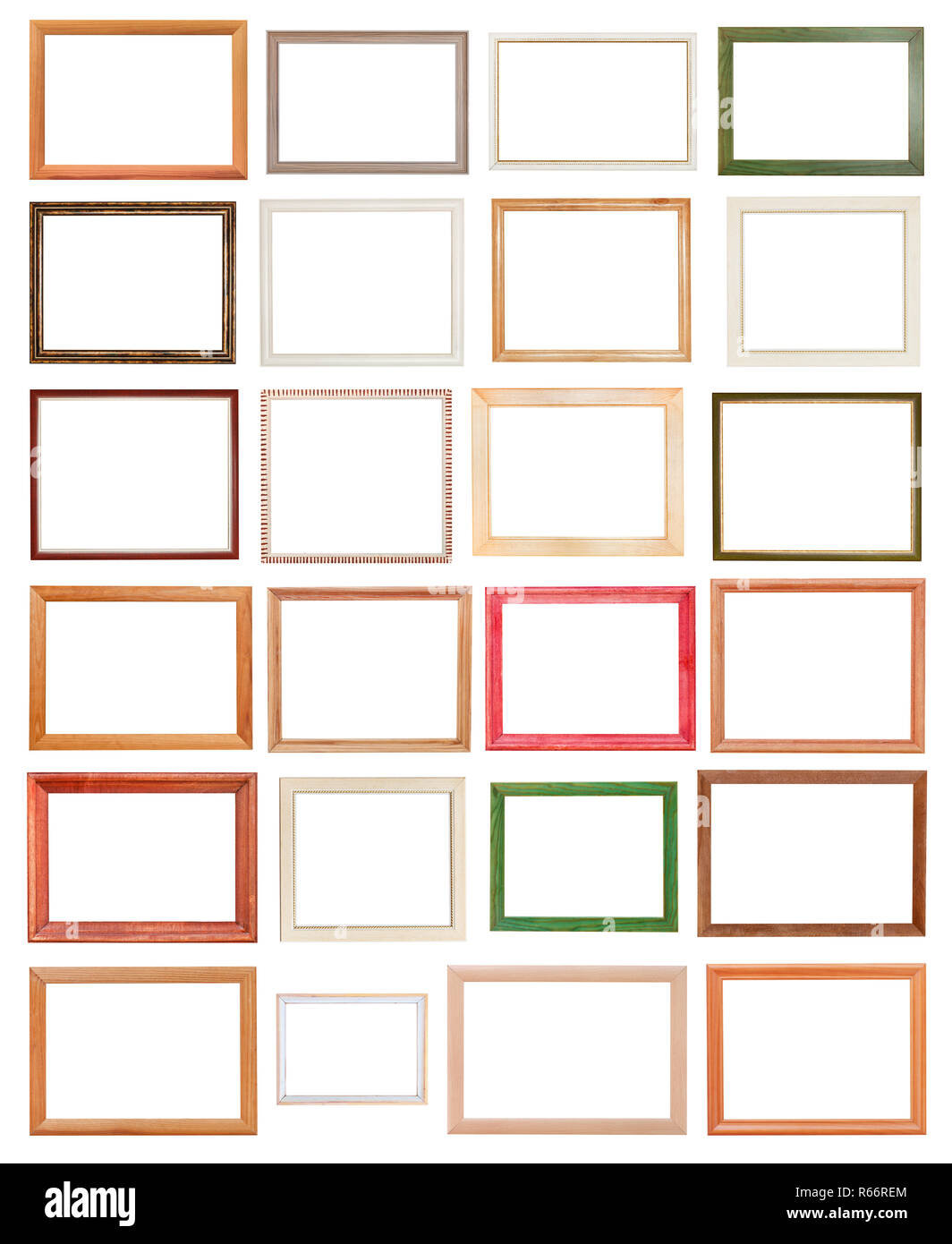 various modern wooden picture frames isolated Stock Photo - Alamy