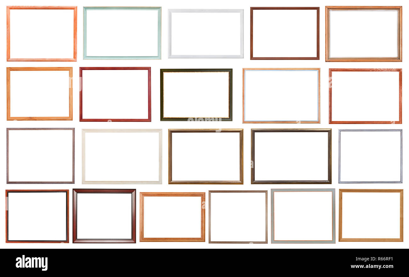 set of modern wooden picture frames isolated Stock Photo - Alamy