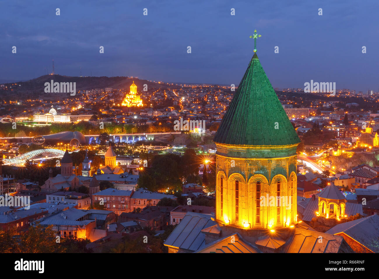 Night aerial view of Old Town, Tbilisi, Georgia Stock Photo - Alamy