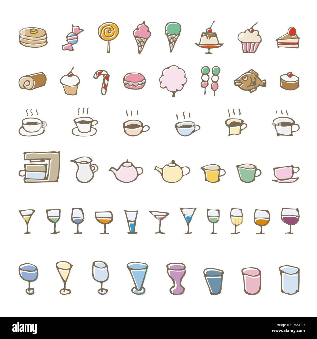 Background wine icons drawn Cut Out Stock Images & Pictures - Alamy