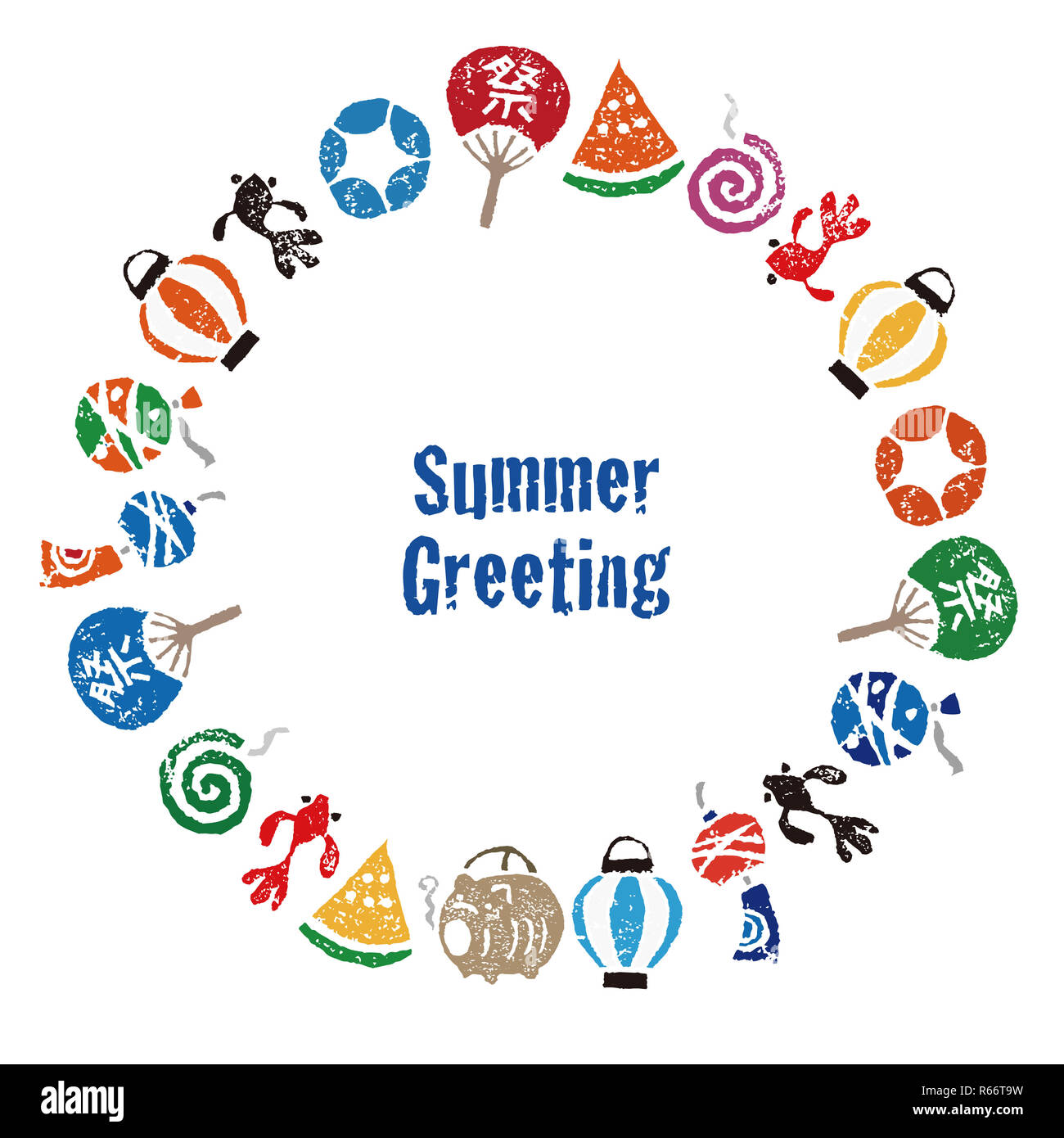 Summer greeting with Japanese summer elements Stock Photo - Alamy