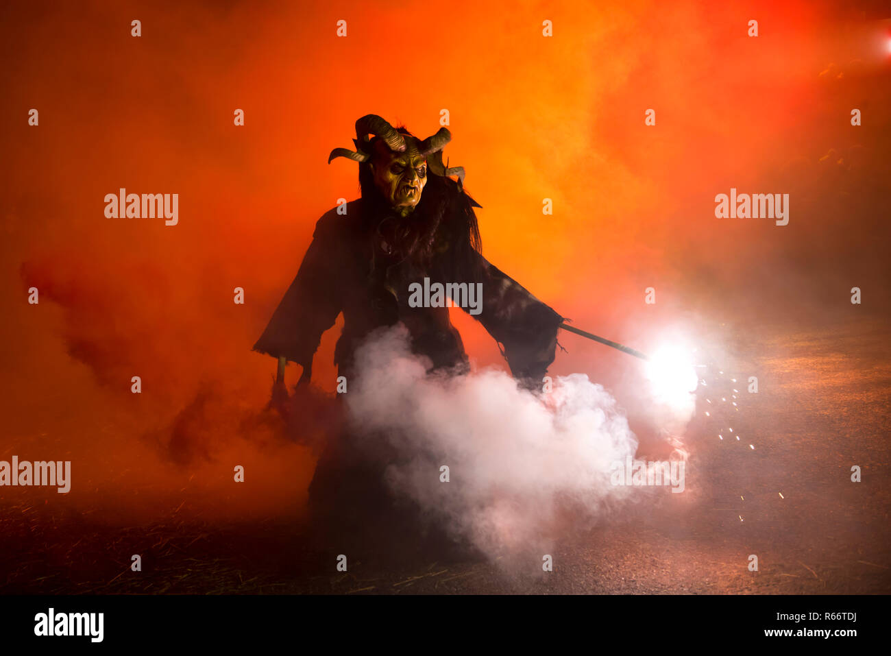 the traditional krampus masks in a show in december in tarvisio,in the ...