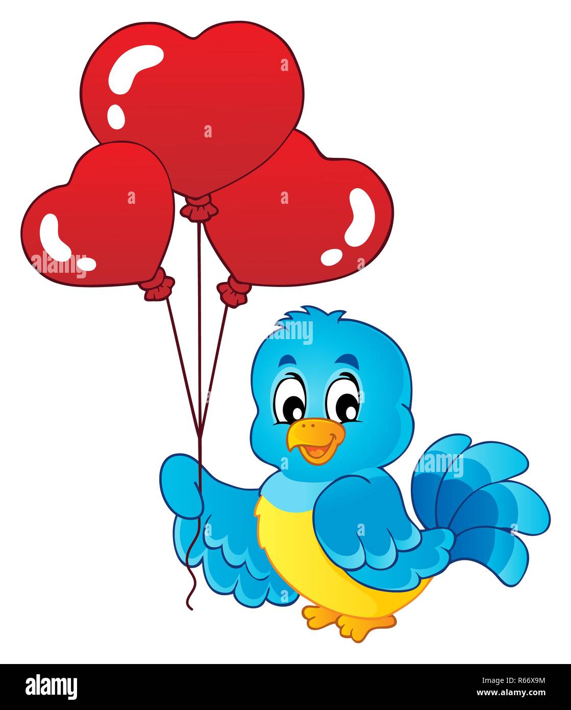 Bird with heart shaped balloons theme 1 Stock Photo - Alamy