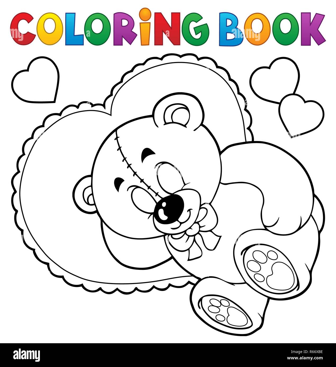 Coloring book teddy bear theme 2 Stock Photo - Alamy